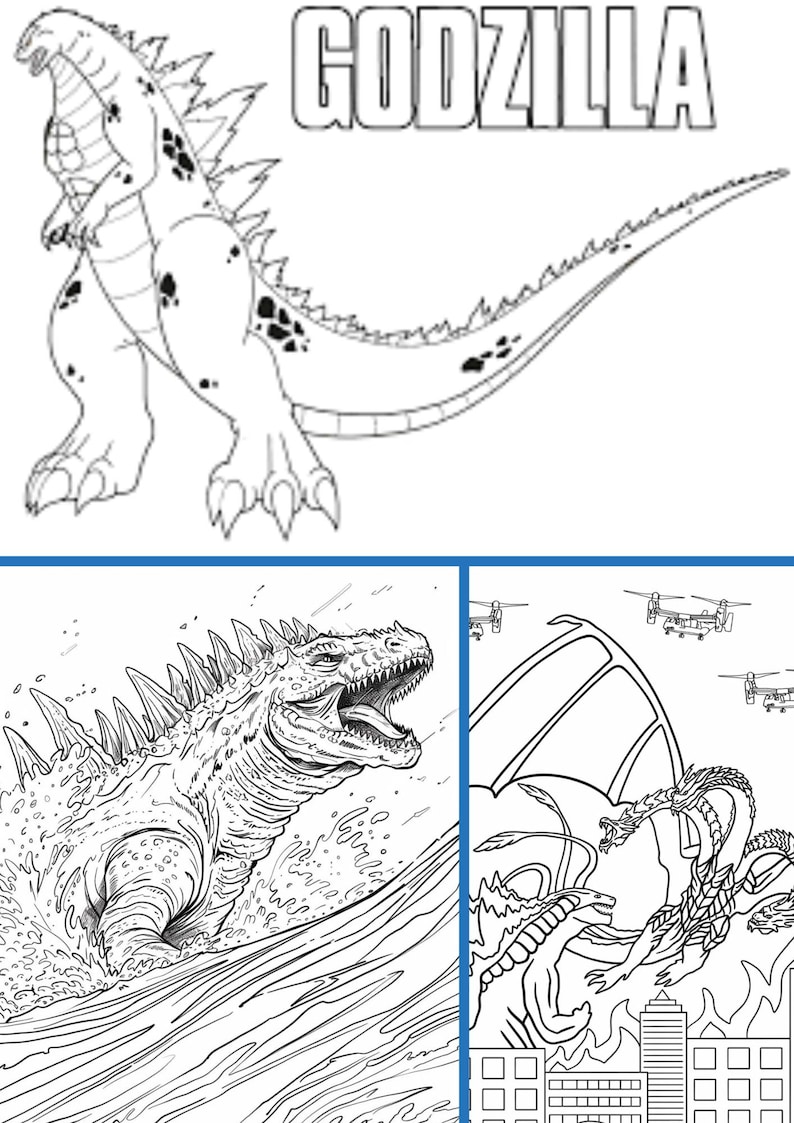 Godzilla & Other Kaiju Colouring Book Over 50 Pages! - Digital Download ...