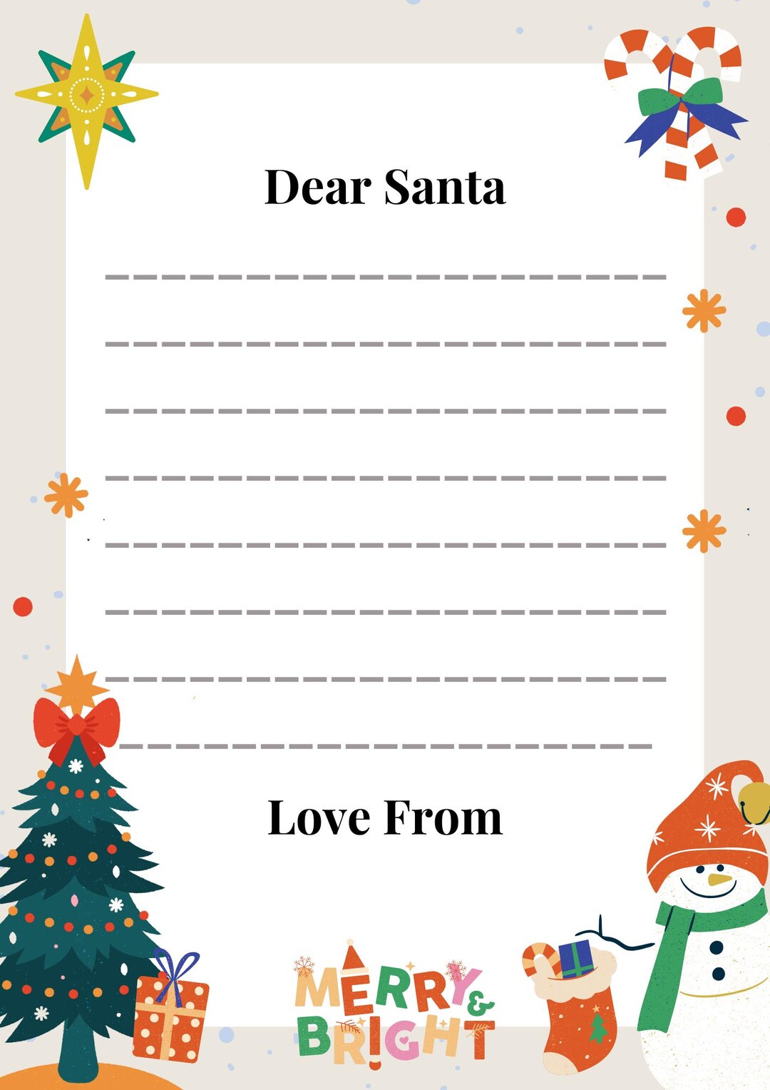 Dear Santa, My Letter to Santa Downloadable Printable Sheets Children's ...
