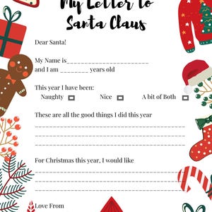 My Letter to Santa Downloadable Printable Sheets Children's Christmas ...