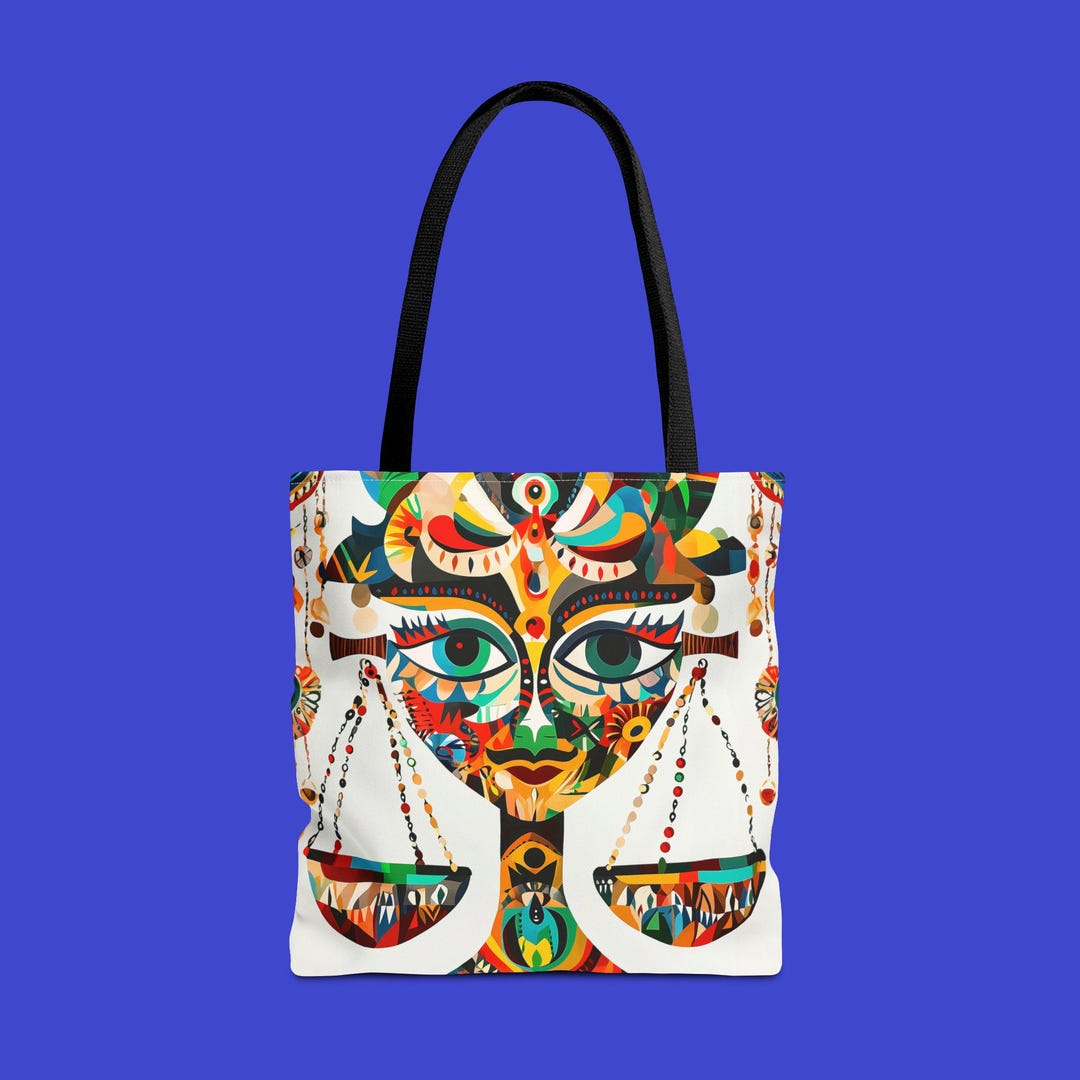 Libra Scales Tote Bag, Colorful and Unique Picasso Inspired Design ...