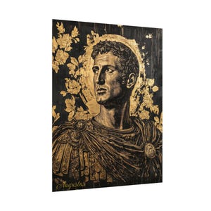 Augustus Caesar Portrait Poster: Black and Gold Ancient Rome Art - Etsy