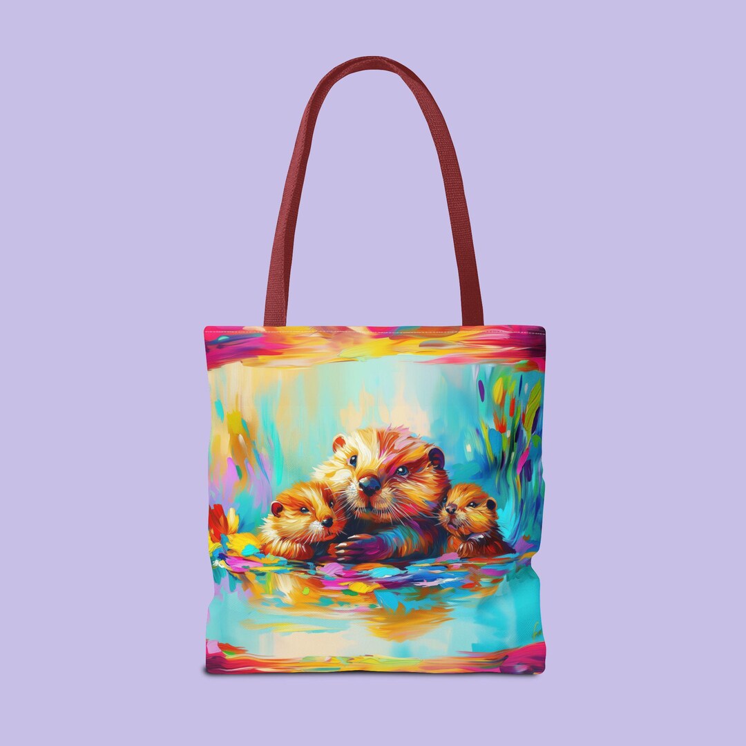 Monet Inspired Beaver Tote Bag, Spring Easter Nature Wildlife Reusable ...