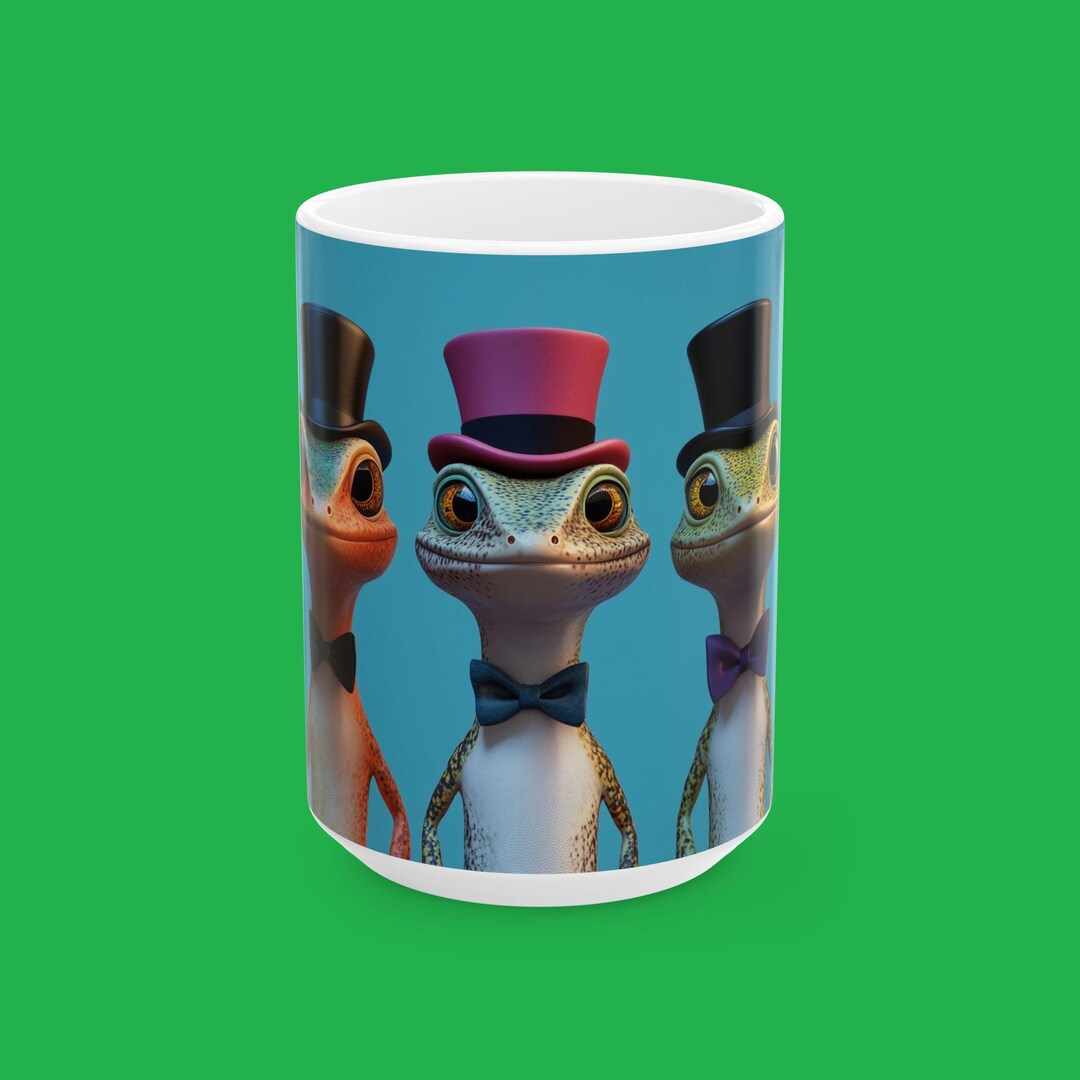 Handsome Animated Geckos With Top Hats and Bowties , Animals Ceramic ...