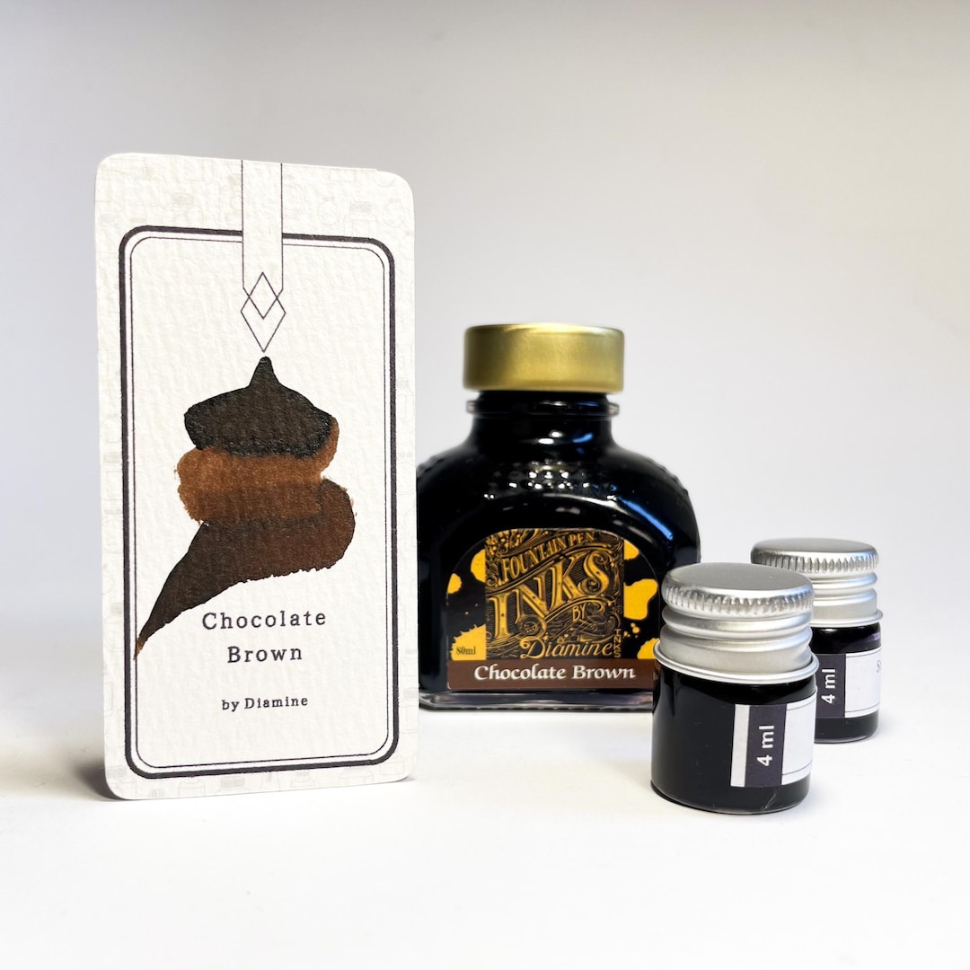 Chocolate Brown by Diamine as 4 Ml Ink Sample and 80 Ml Ink Bottle ...
