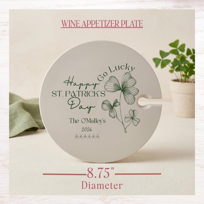 Personalized St. Patrick's Day Platter | Shamrock Wine Appetizer Plate ...