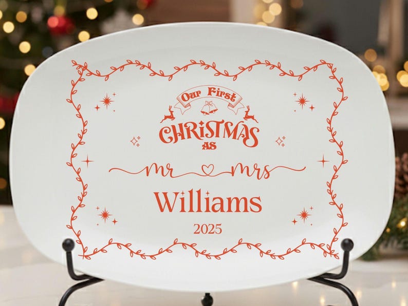 Personalized Christmas Platter, First Christmas Keepsake, Anniversary ...