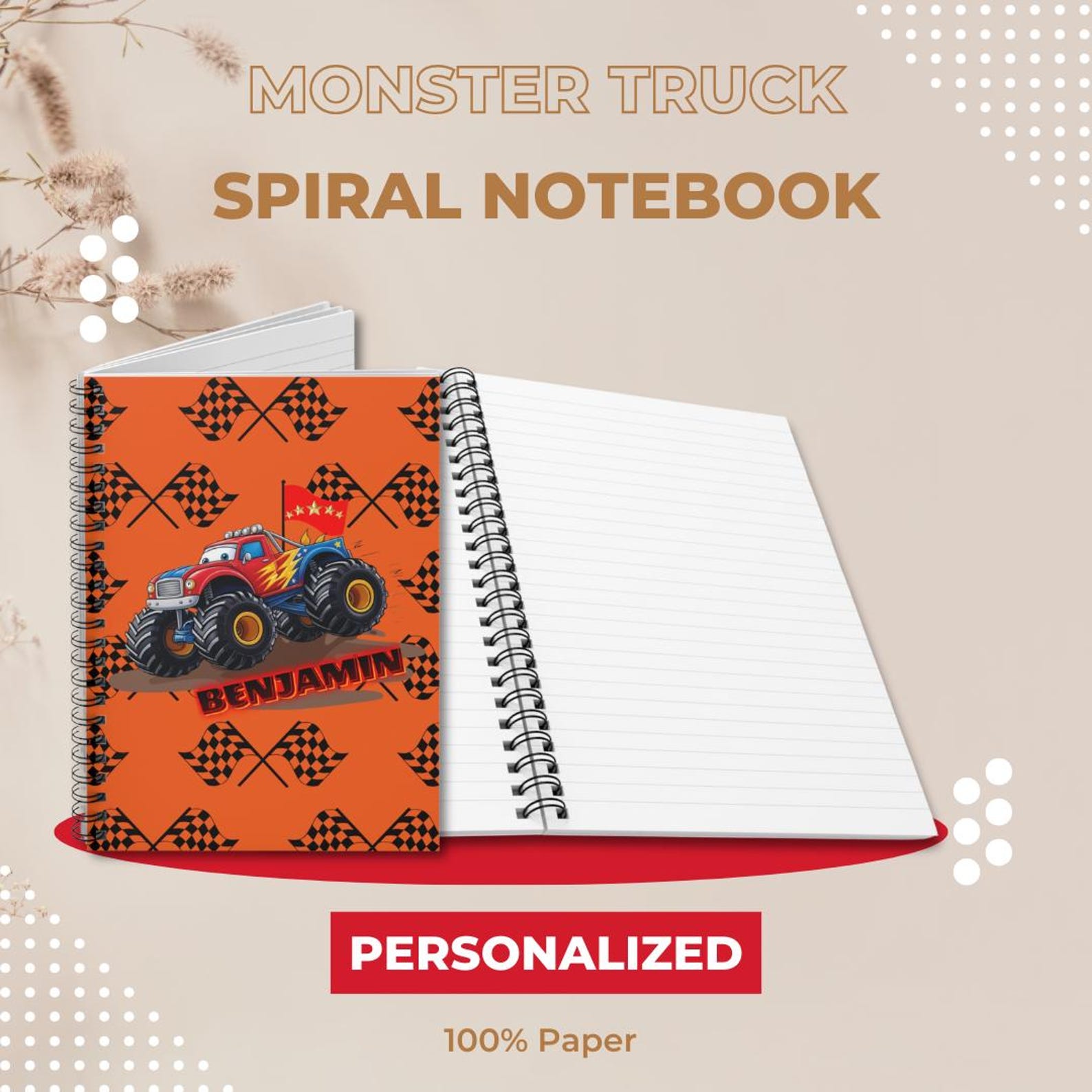 Roaring Monster Truck Notebook: Custom Notepad for Your Little ...