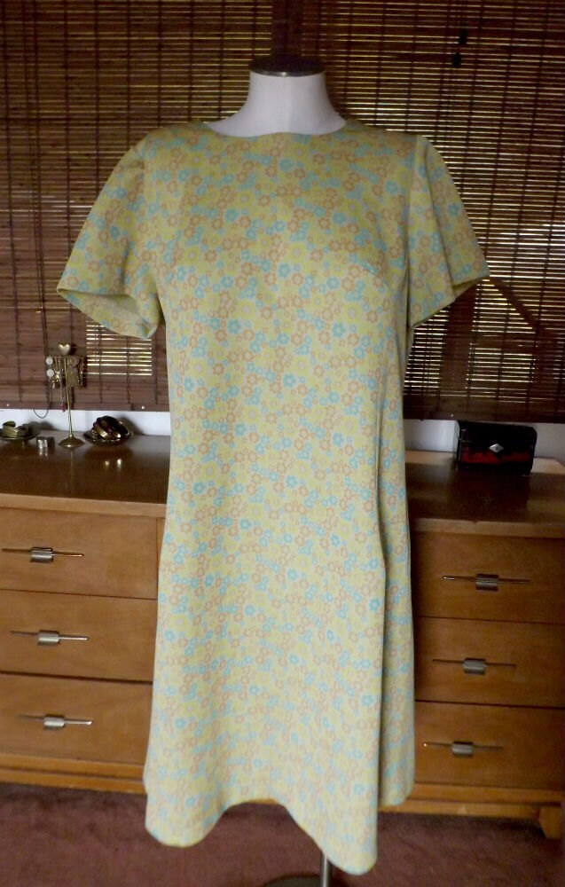 Vintage 60s Lime Daisy Knit Wiggle Dress L Free Shipping - Etsy