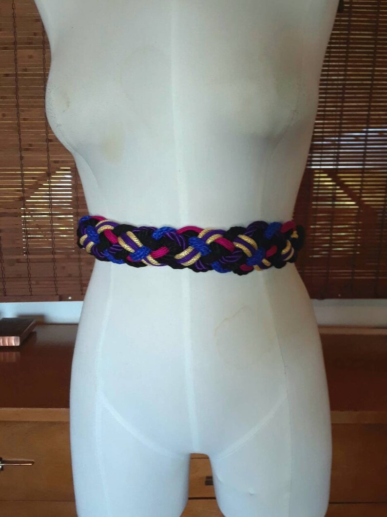 Vintage 80s New Wave Metallic Muti Color Braided Rope Cinch Belt M - Etsy