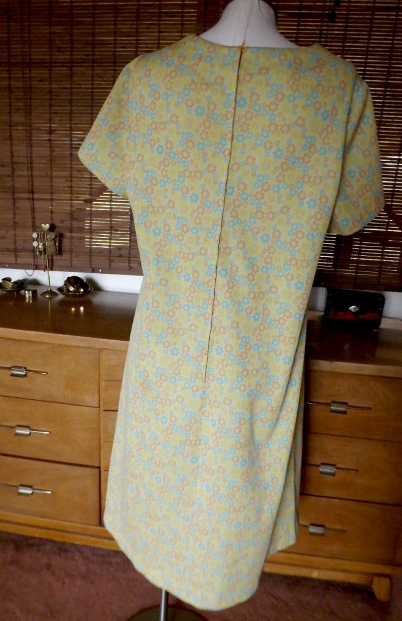 Vintage 60s Lime Daisy Knit Wiggle Dress L Free Shipping - Etsy
