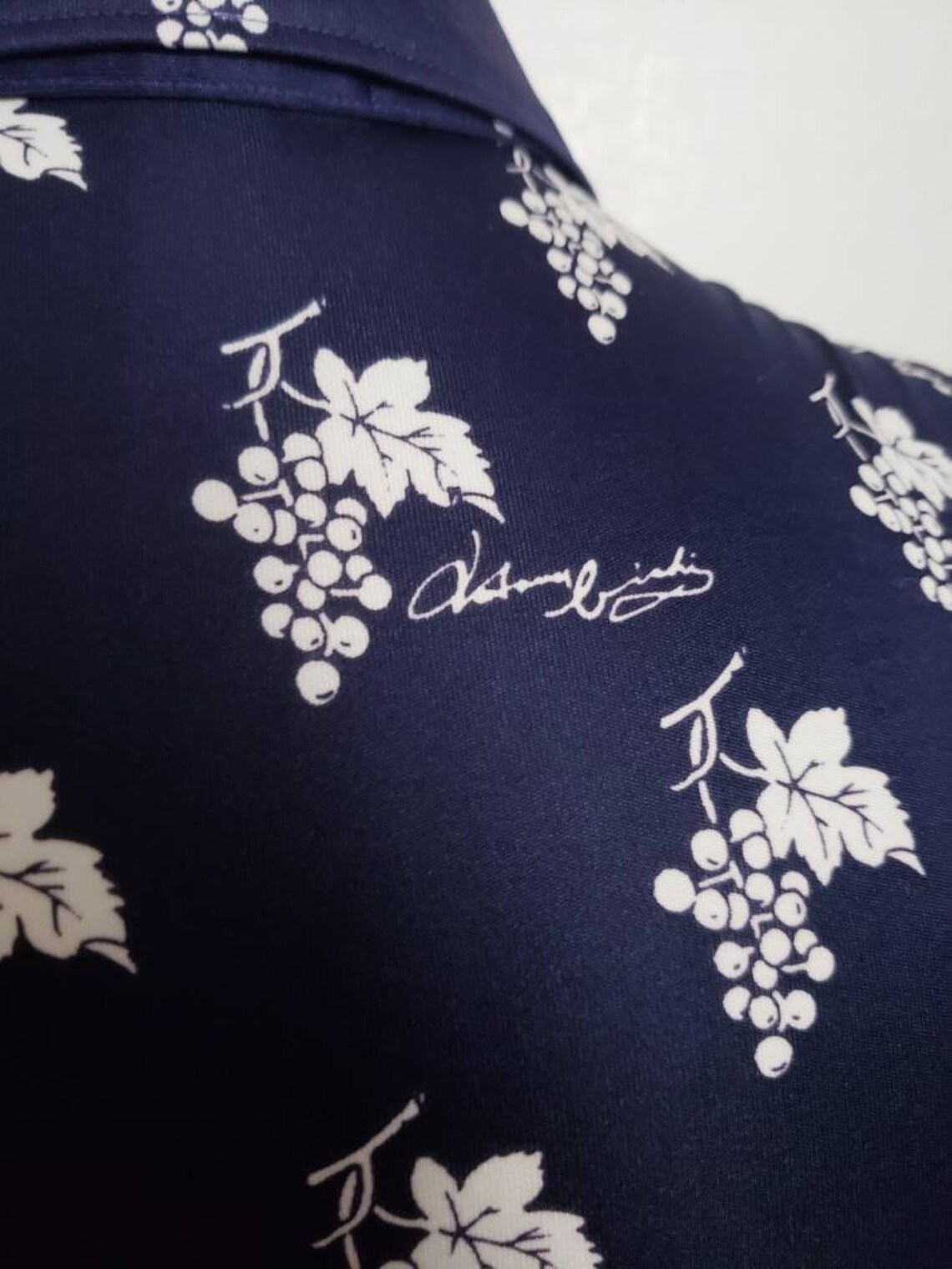 Vintage 70s Navy Grapes Pointed Collar Disco Blouse. S M - Etsy