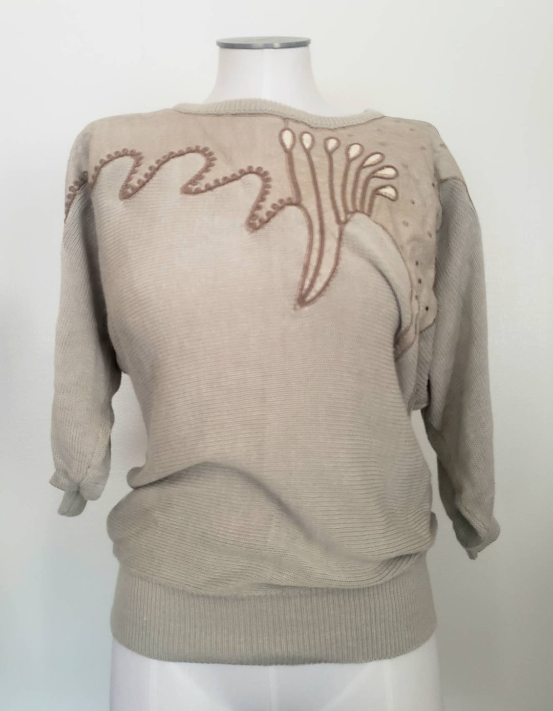 Vintage 80s Newwave Adolfo Taupe Snakeprint Patchwork Sweater M - Etsy