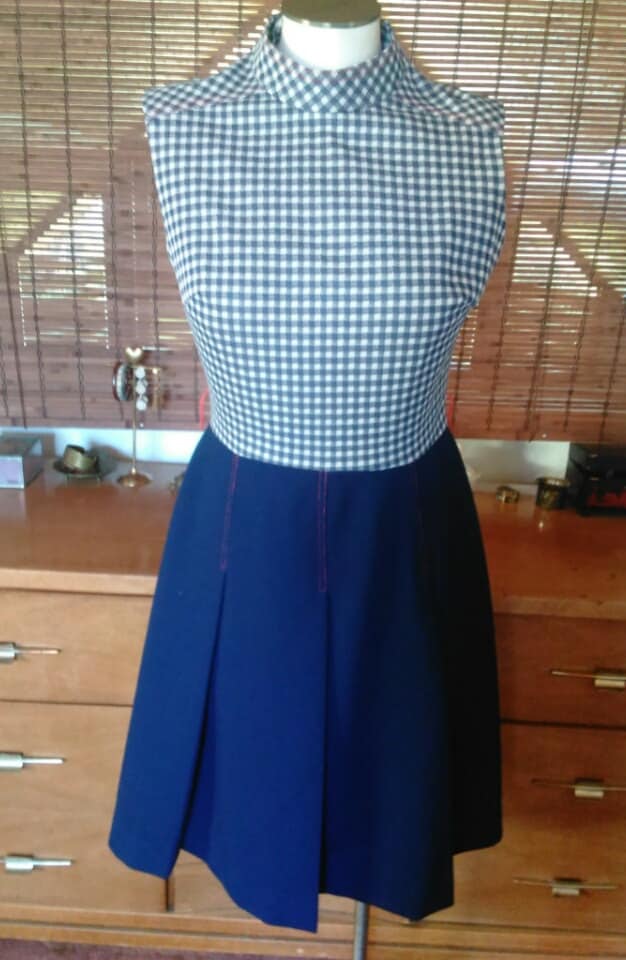 Vintage 60s Navy Checkered Mod Dress With RWB Chain Belt M - Etsy