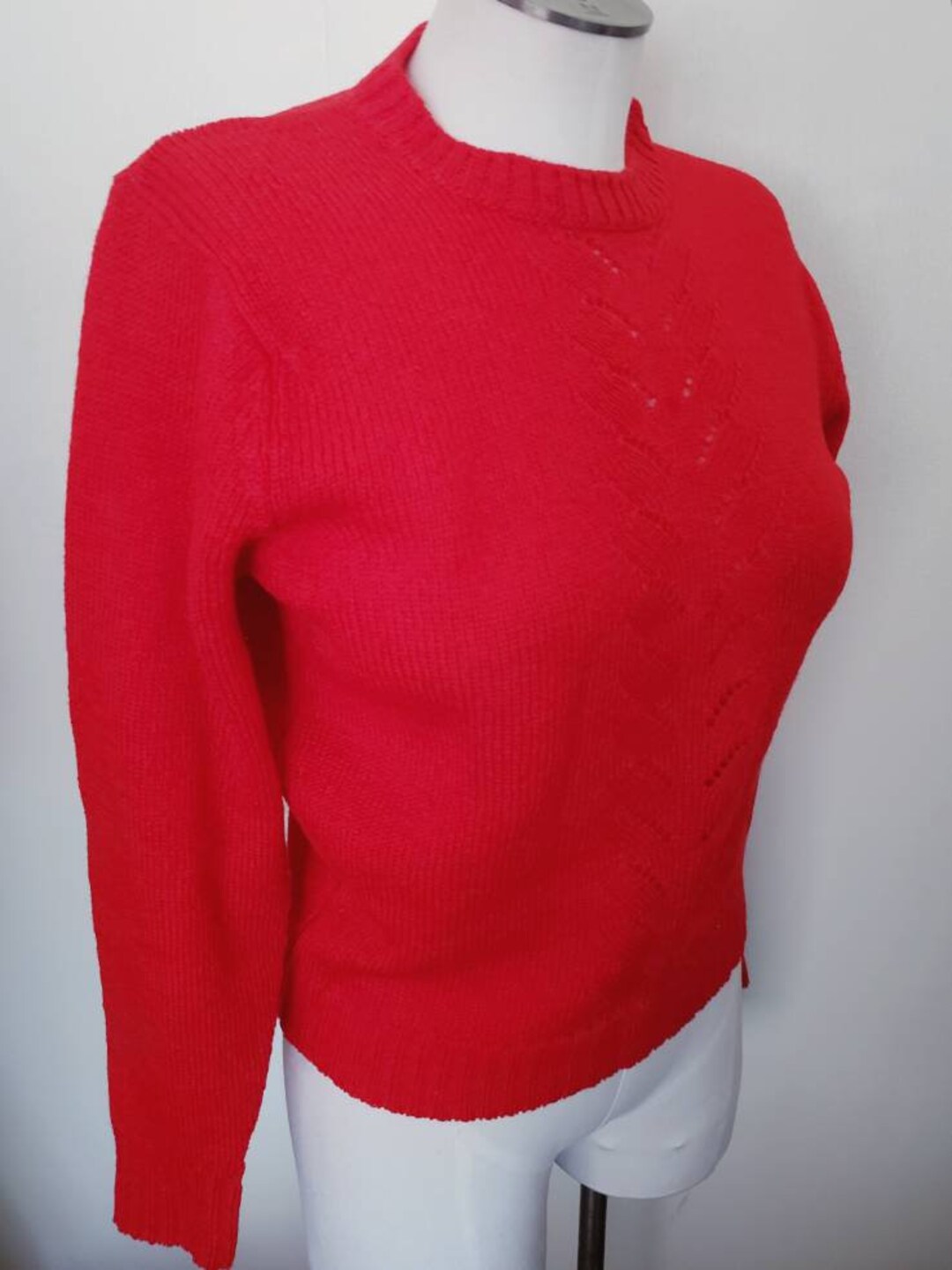 Vintage 70s Cherry Red Open Weave Pendleton Sweater M - Etsy