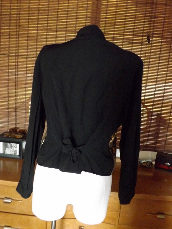 Vintage 80s-90s New Wave Black Button Down With Attatched Gold Rose ...