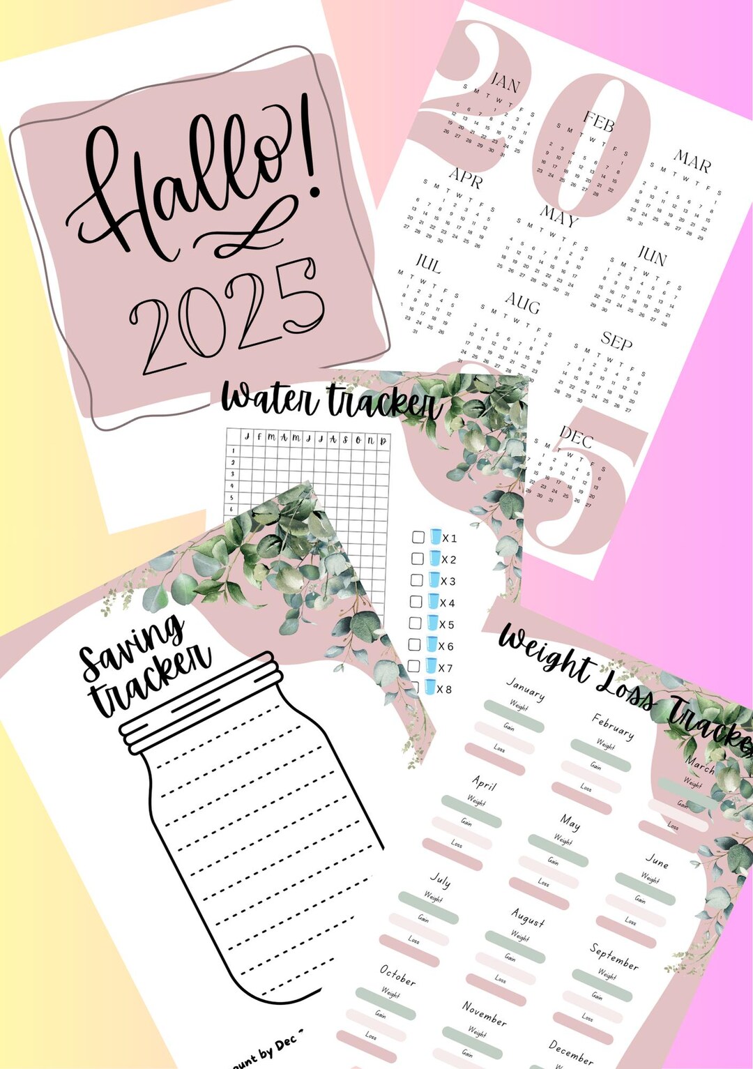Editable Digital Journal PDF and Printable Track Habits, Goals, Moods ...