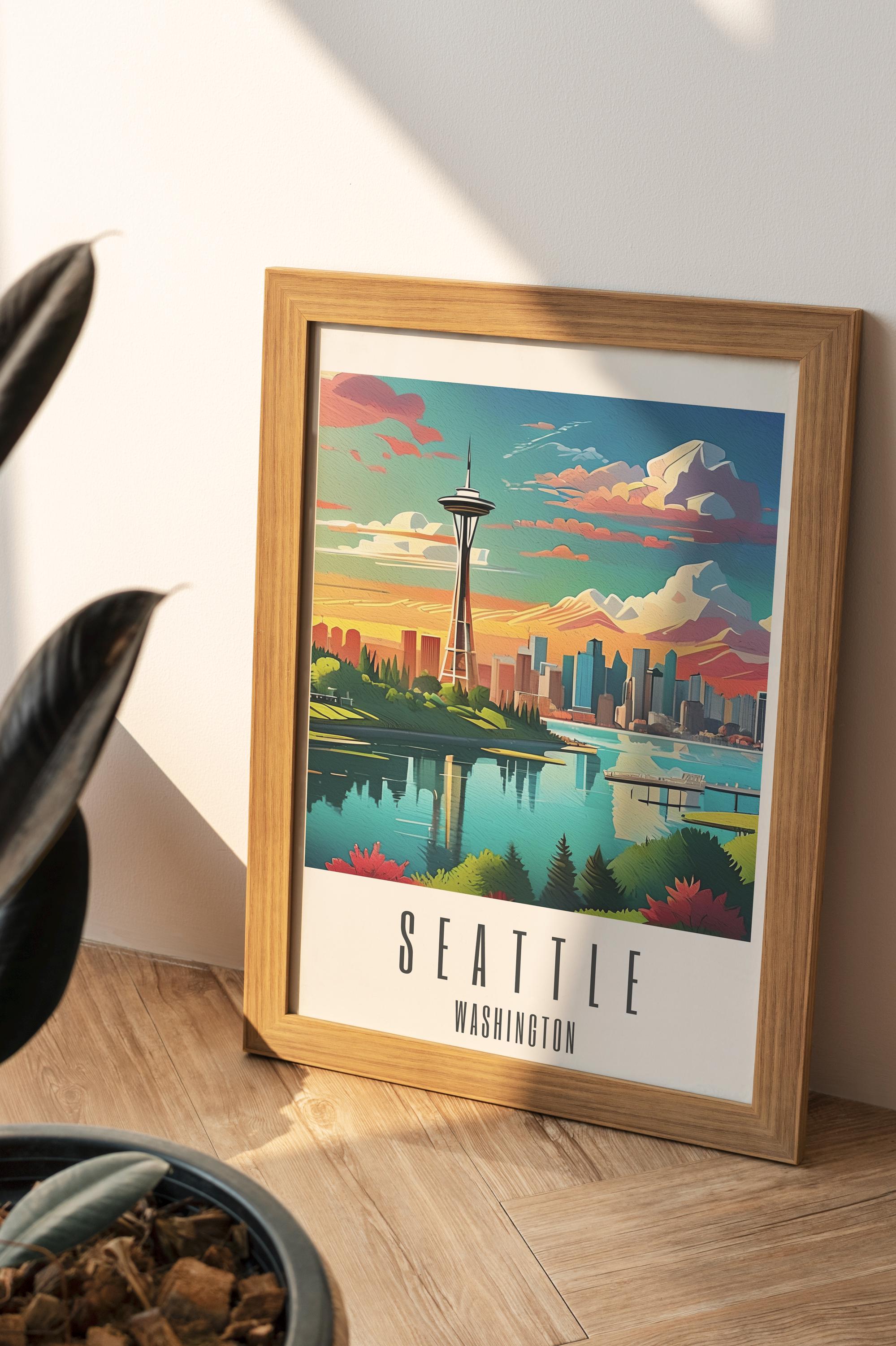 Seattle Poster, Space Needle, USA Poster, Travel Poster, USA Travel ...