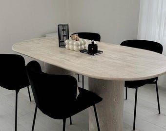 Travertine Marble Dining Table - Etsy