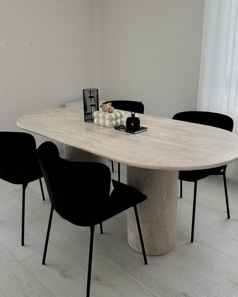 Travertine Marble Dining Table - Etsy