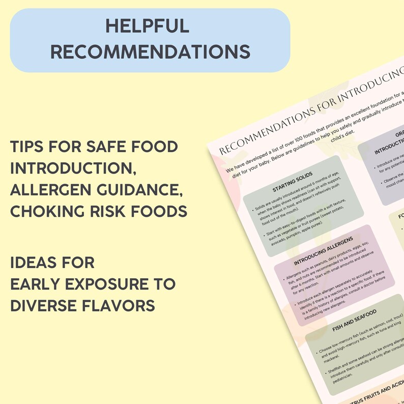 Over 100 First Foods for Baby Checklist Printable Guide for Introducing ...
