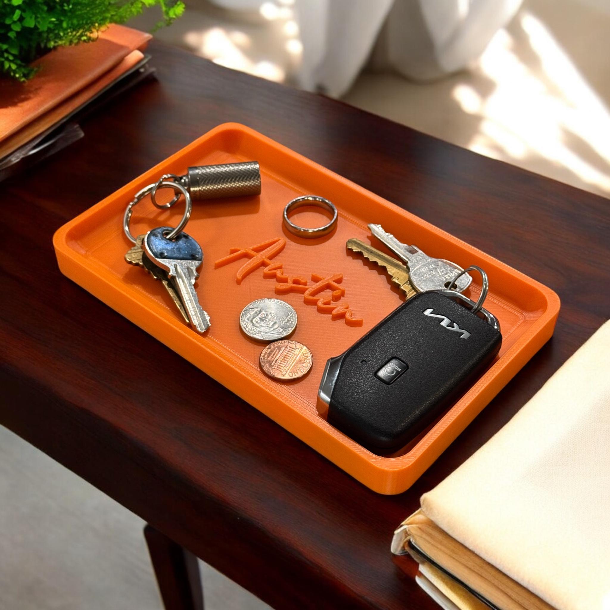 Custom Nightstand Organizer – Engraved Name Tray for Keys, Rings, Phone ...