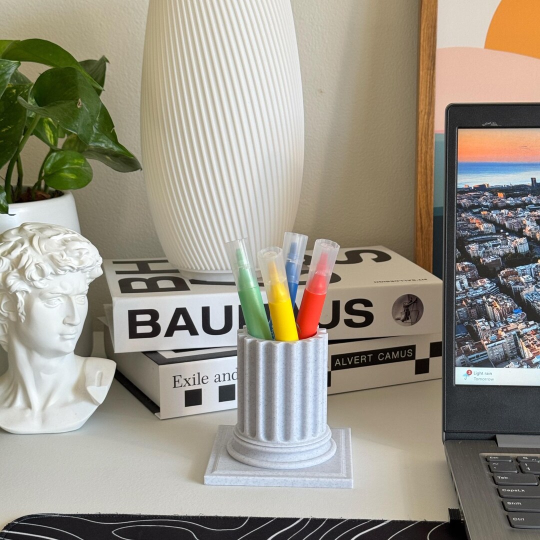 Modern Greek Column Pen Holder – Minimalist Desk Organizer for Office ...