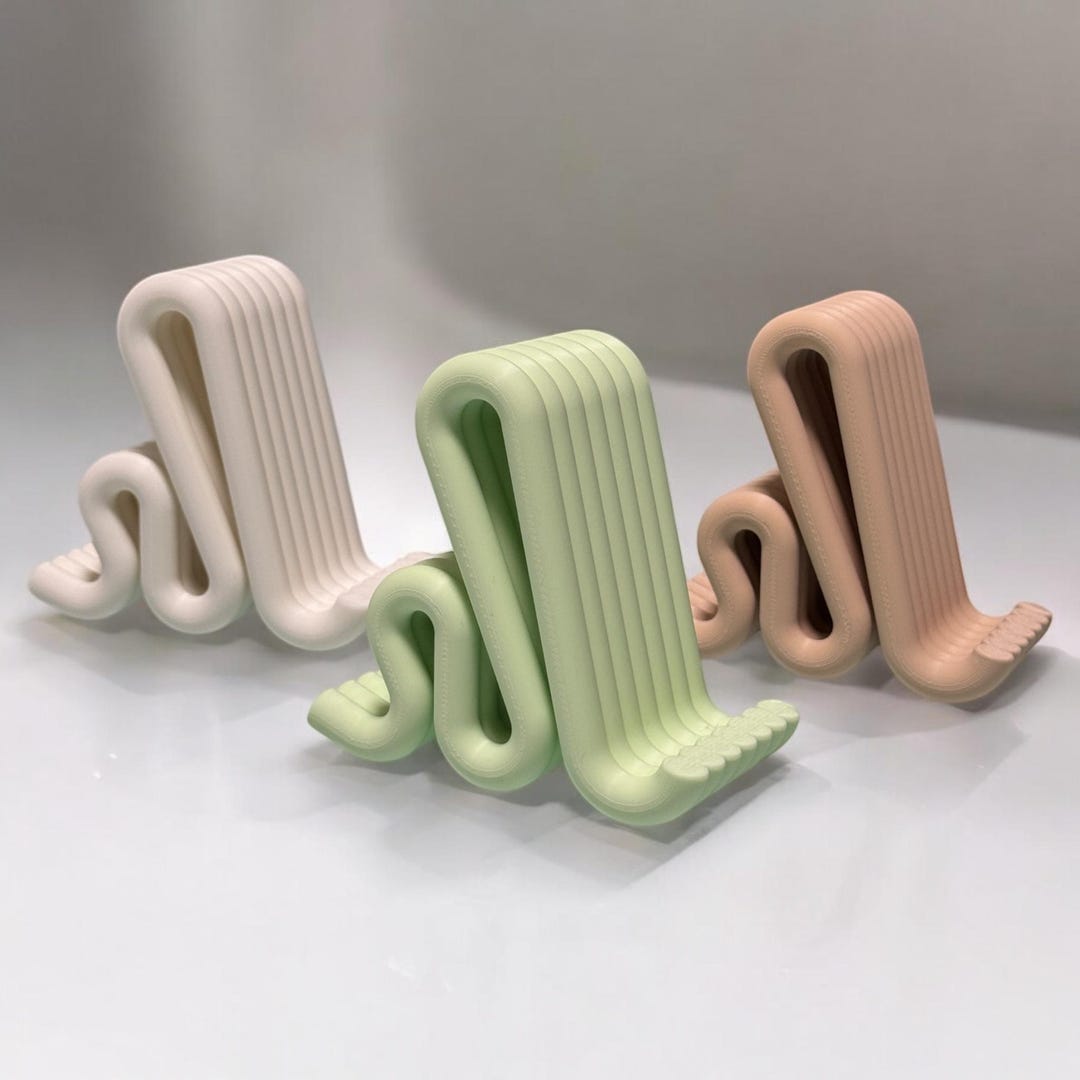 Modern Phone Stand – Minimalist Wave Design Desk Holder for Smartphone ...