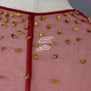 Red Tulle Cape, Single Layer Sheer Cape, Gold Sequined Cape, Dress ...