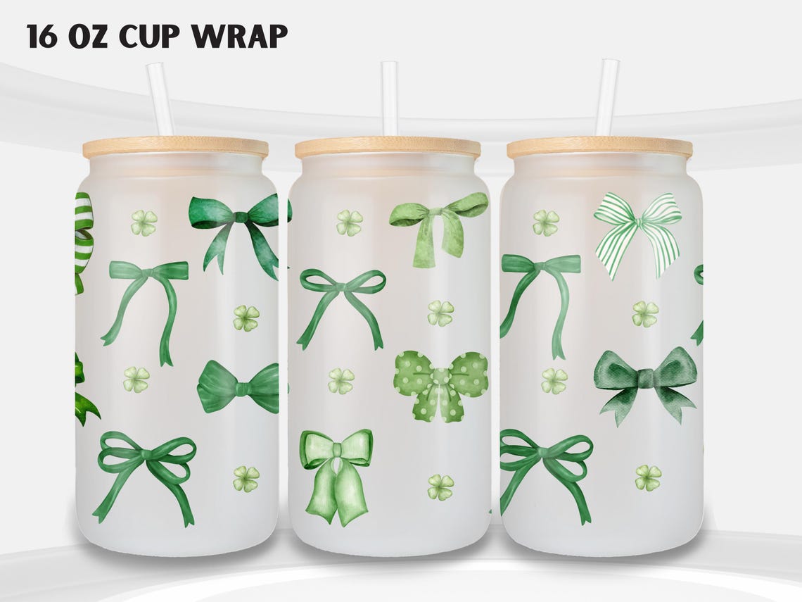 27 Coquette Bow 16oz Libbey Glass Can PNG Wraps, Cherry and Ribbons ...