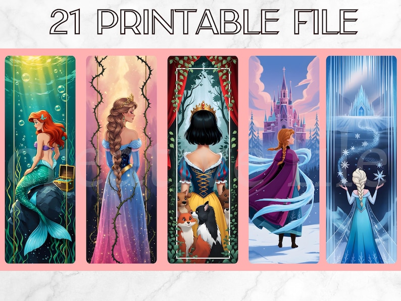 Princess Printable Bookmarks 21 Printable Bundle, Reading Beautiful ...