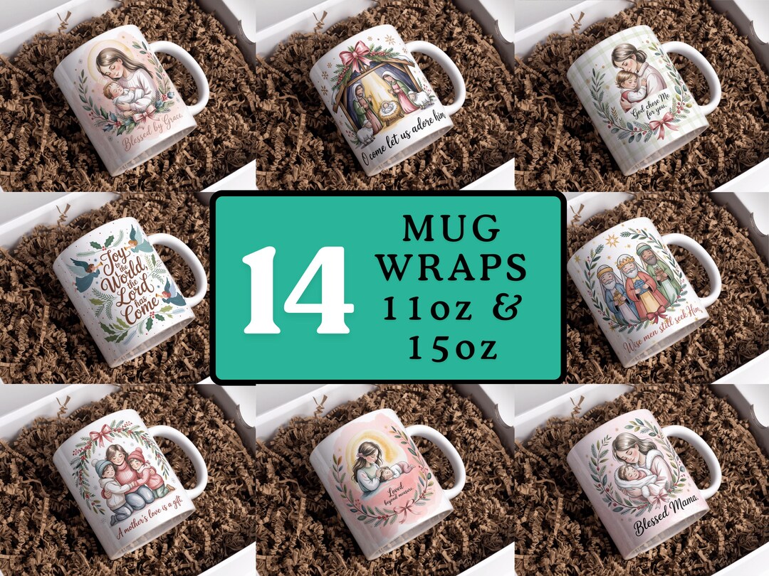 Paquete de envoltorios navideños cristianos para tazas (PNG), 14 ...
