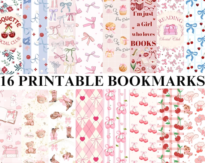 Ensemble de signets imprimables Coquette, Reading Social Club 16 PNG ...