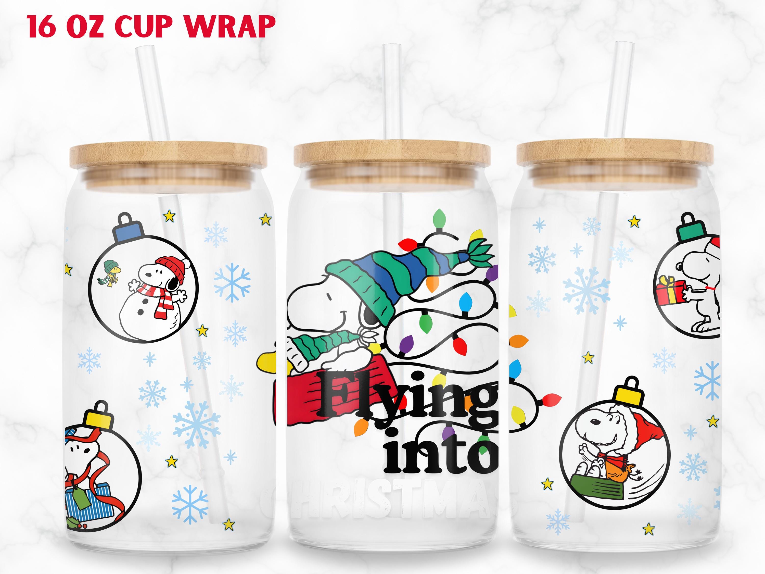 Snoopy Christmas Libbey Glass Can Png, Peanuts 16 Oz Tumbler Wrap ...