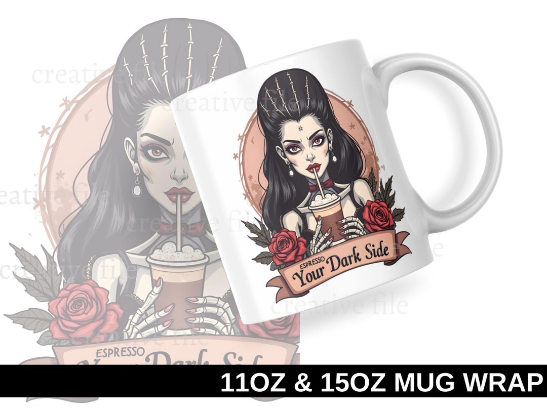 Espresso Your Dark Side Mug Wrap PNG, 11oz 15oz Gothic Halloween Coffee ...