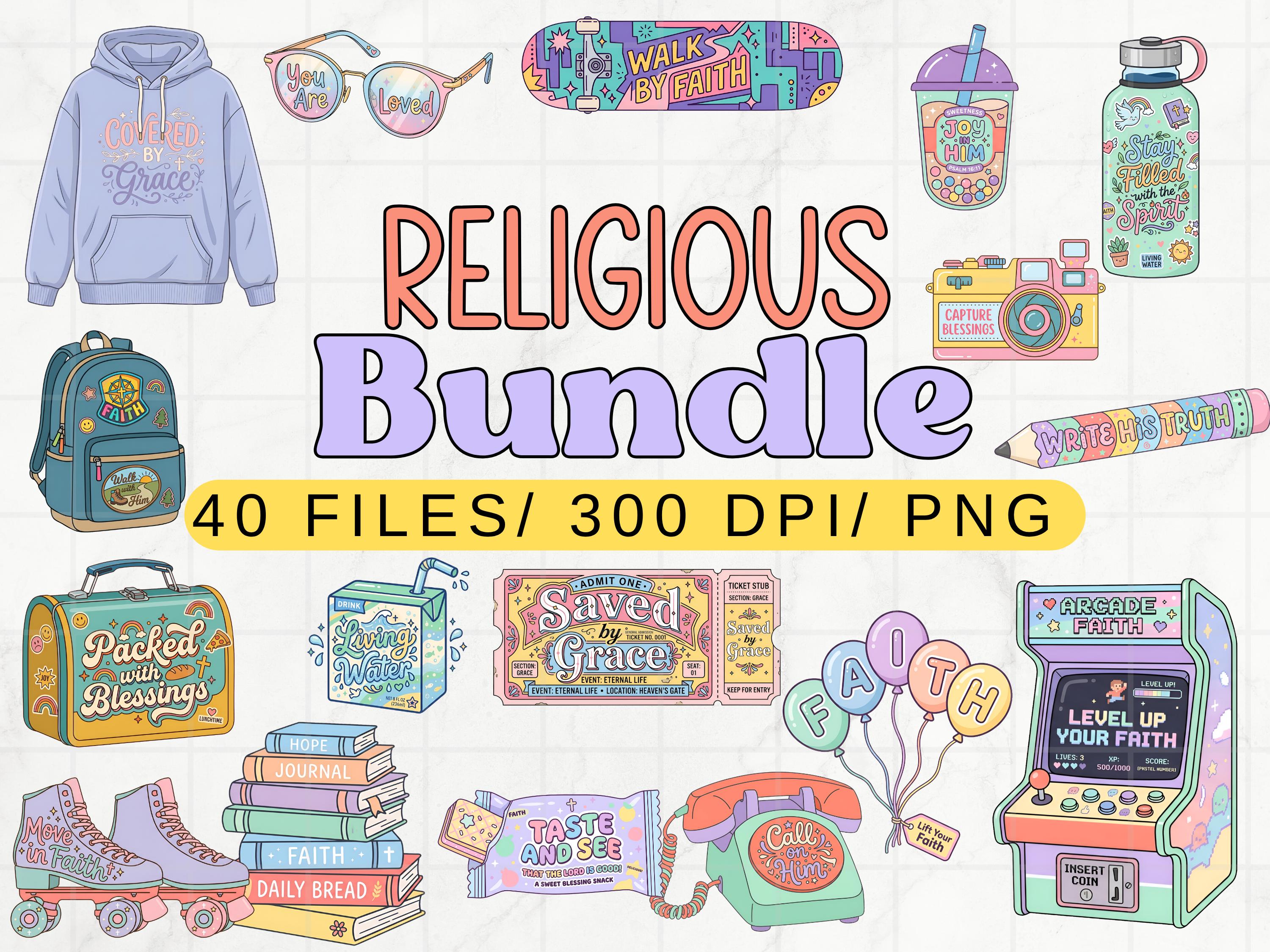Christian Colorful Bundle PNG, Faith Based Clipart Set, Religious ...