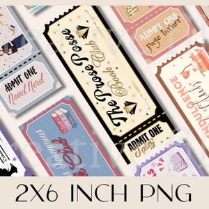Book Club Ticket Desing Printable Bookmarks Bundle, 10 PNG Aesthetic ...