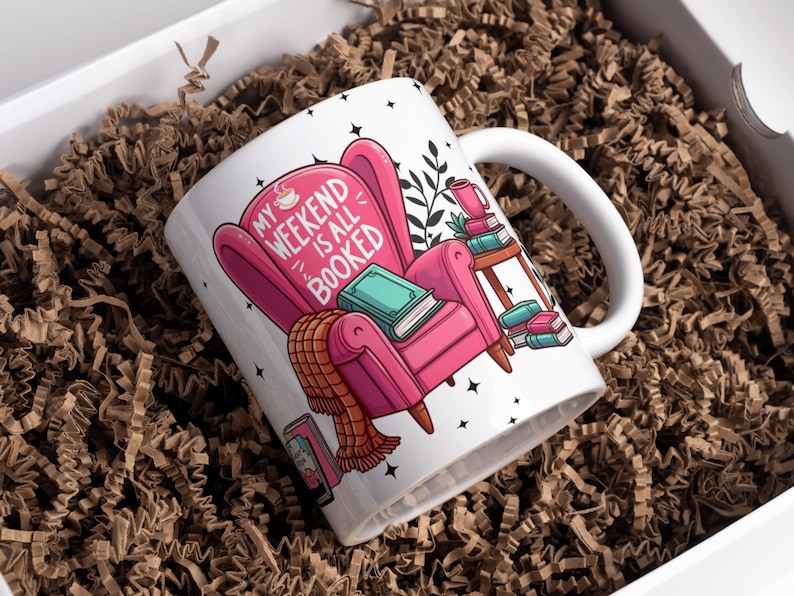 My Weekend is All Booked Mug Wrap PNG, 11oz 15oz Book Lover Mug Design ...