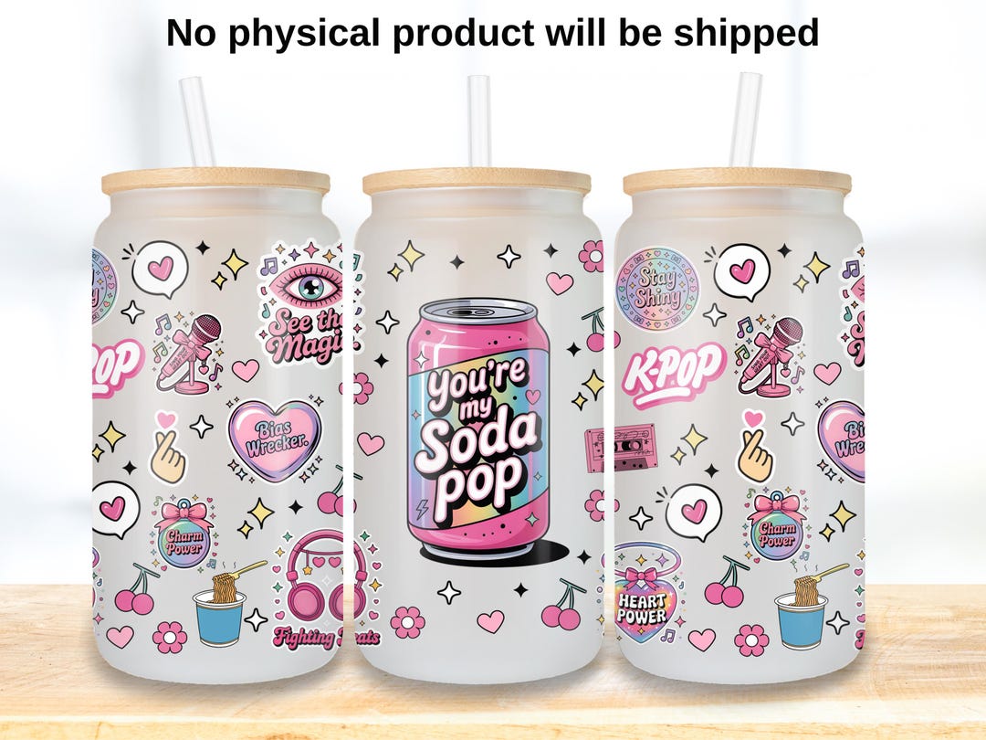 Kpop Can Glass Wrap PNG, Girly Kpop Stickers Style 16oz Libbey Glass ...