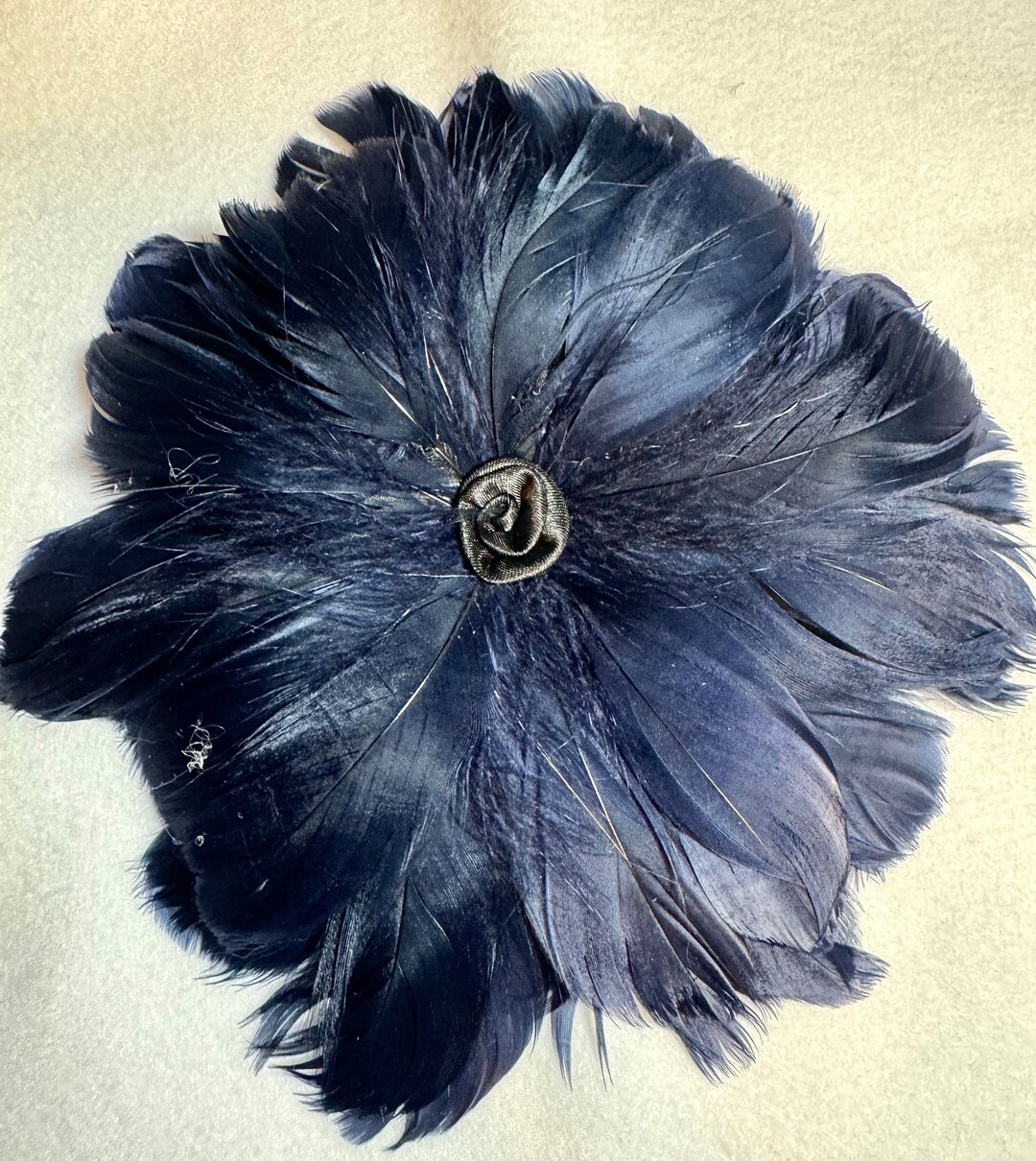 Navy Blue Feather Flower Brooch: Magnetic Pinless Posie (7 Inch) - Etsy