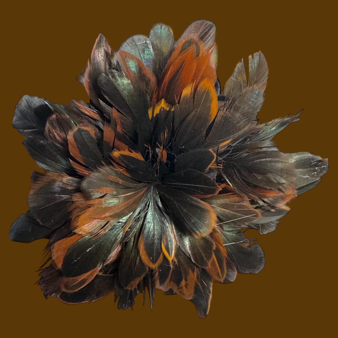 Iridescent Multi Colored Feather Flower Brooch: Magnetic Pinless Posie ...