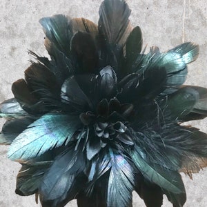 Magnetic Hold Feather Flower Pin,feather Flower Brooch 6-7” Large Black ...