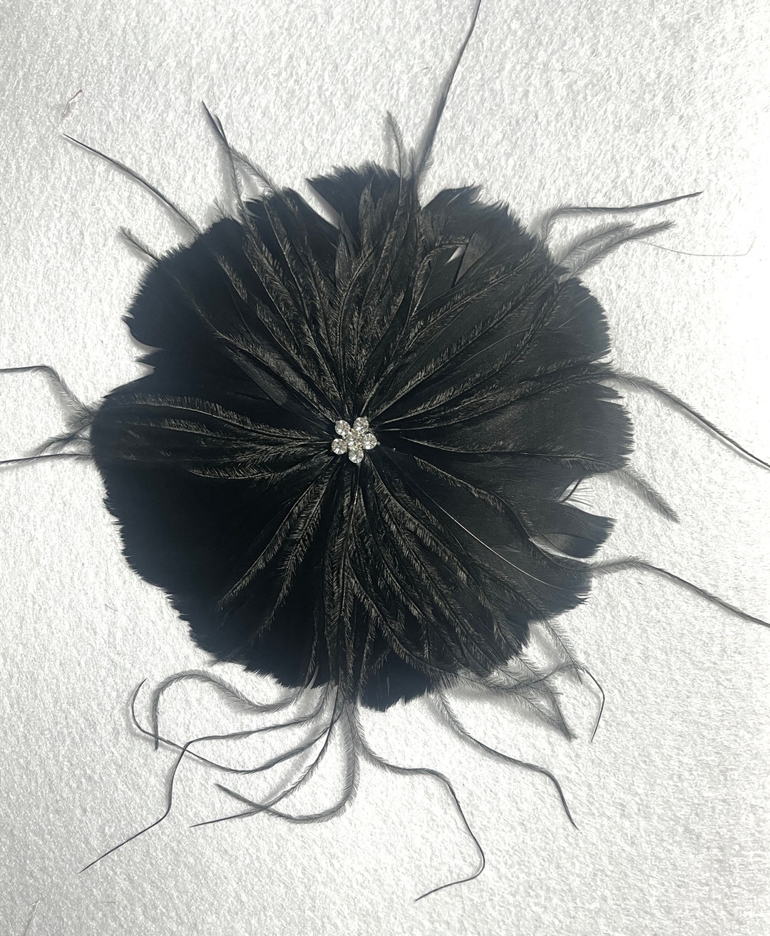 Magnetic Hold Feather Flower Pin Black Feather With Ostrich Feather ...