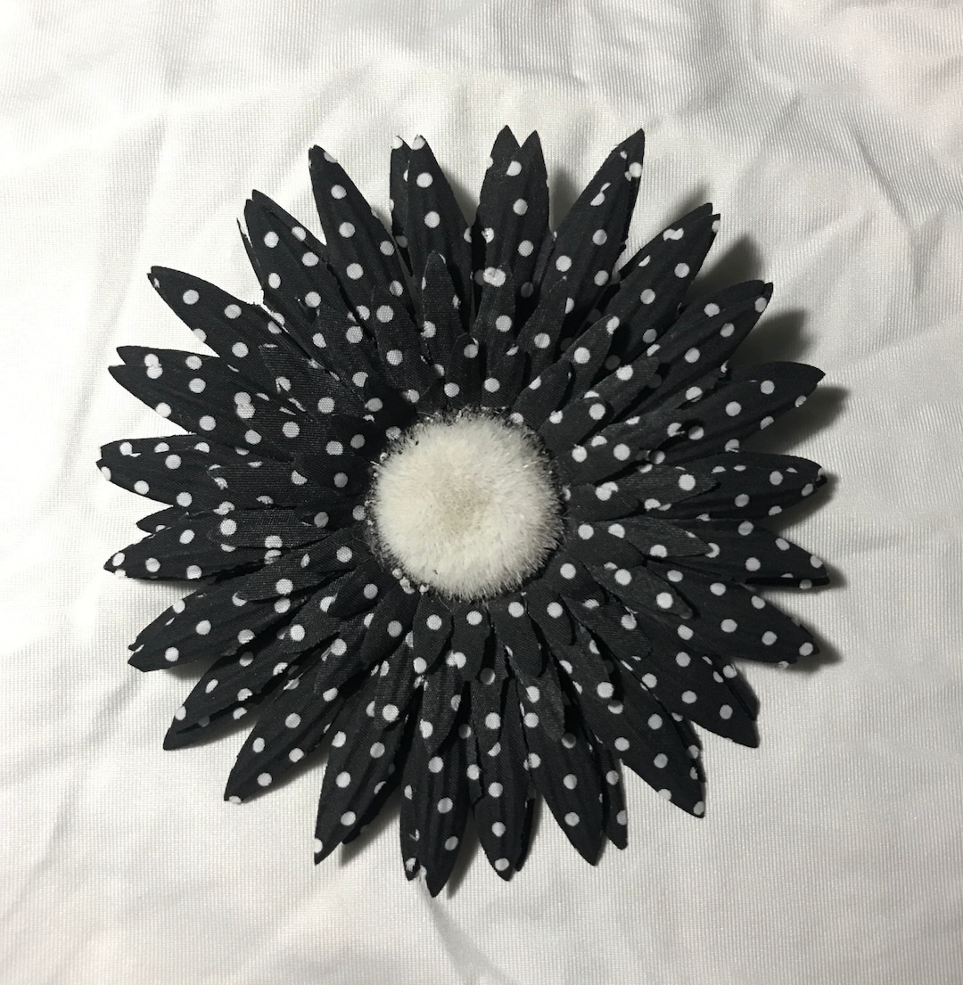 Polka Dot Daisy Pin: Magnetic Fabric Flower Brooch - Etsy