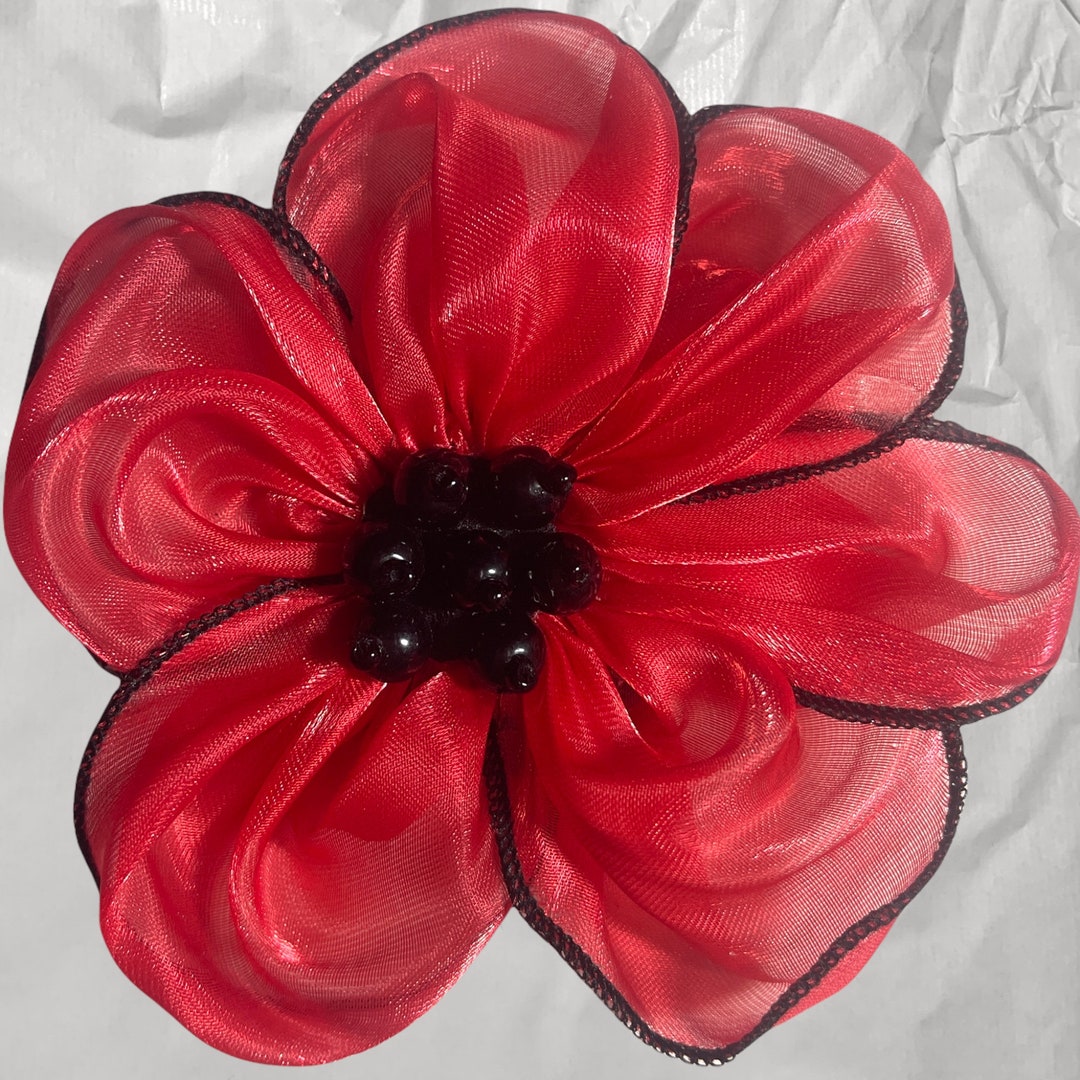 Magnetic Hold Flower Pin Flower Pin Red Silk Organza Ribbon Silk Flower ...