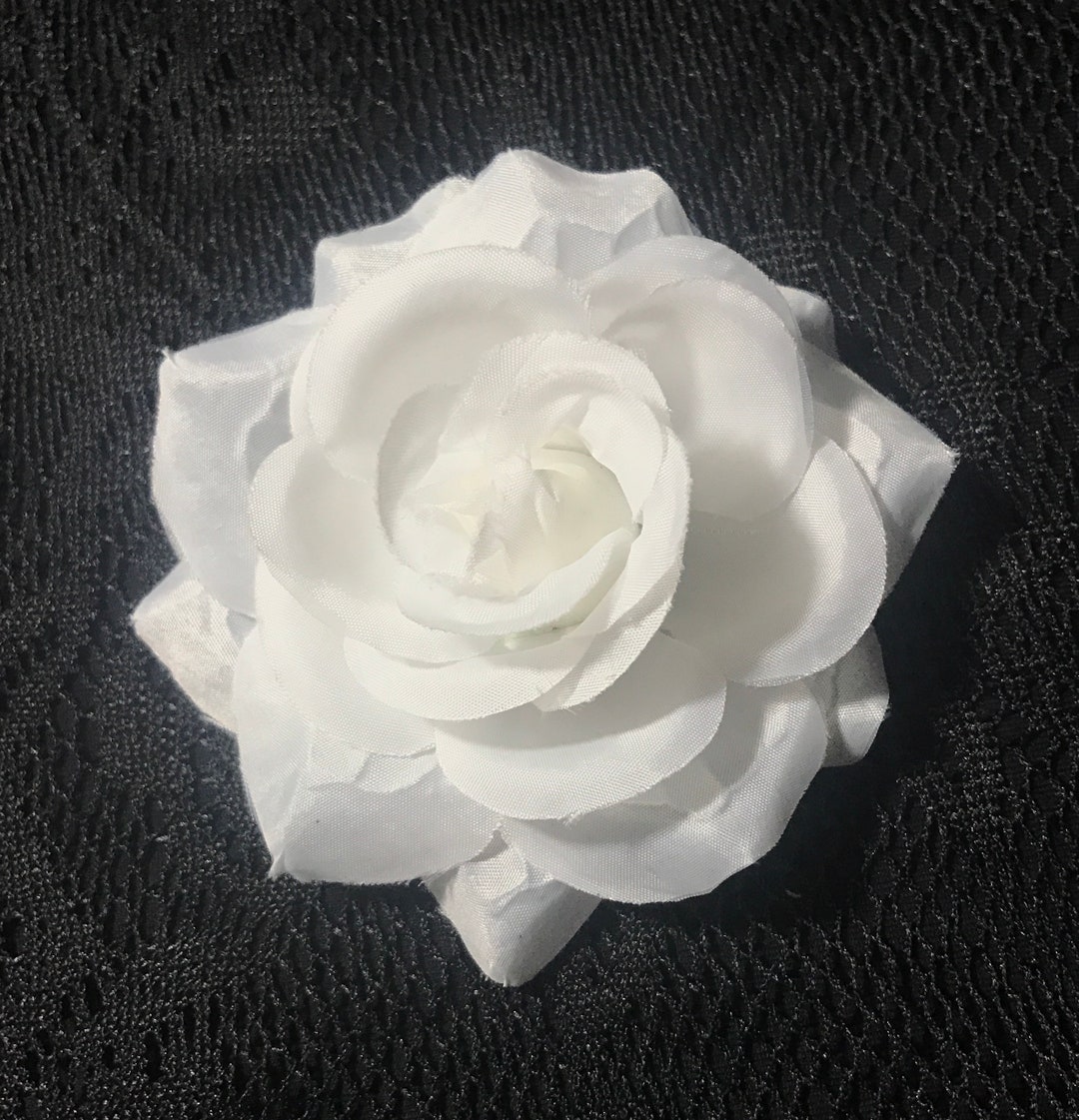 Magnetic Hold Flower Pin, Flower Brooch, 3.5" Small White Silk Rose ...