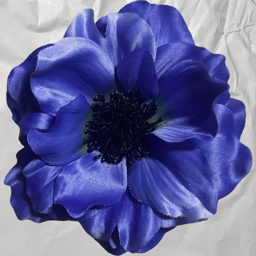 Flower Pin, Flower Brooch,fabric Flower Pin Blue Shaded Anemone ...