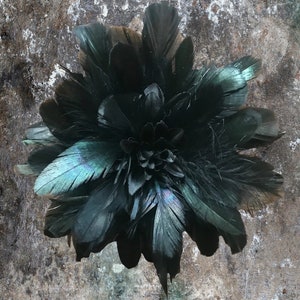 Magnetic Hold Feather Flower Pin,feather Flower Brooch 6-7” Large Black ...