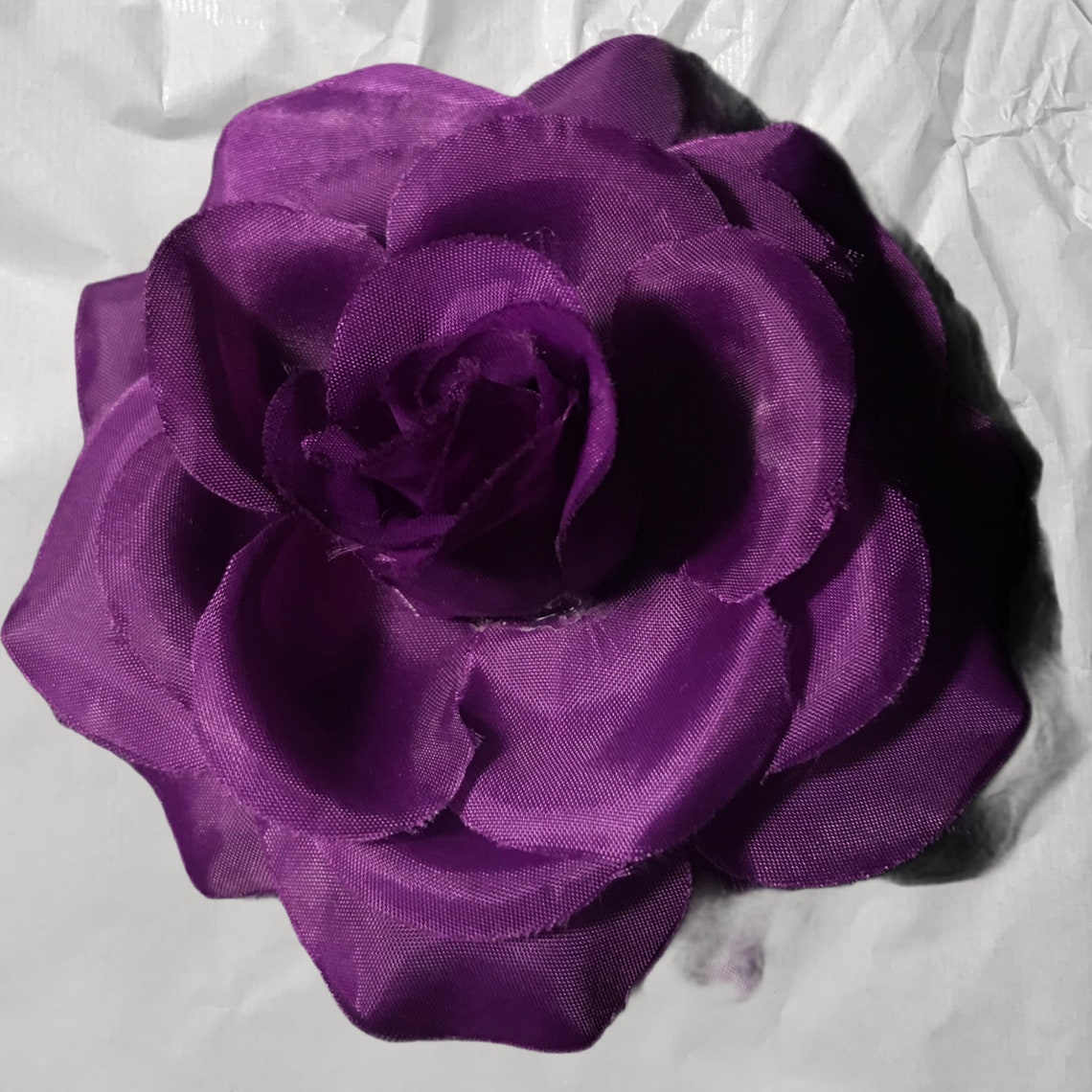 Purple Fabric Rose Brooch: Magnetic Pinless Posie, 5.5" - Etsy