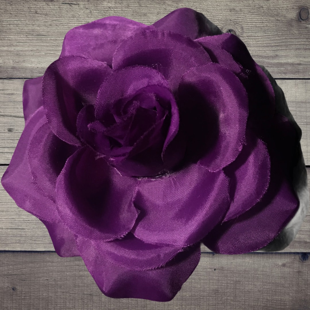 Purple Fabric Rose Brooch: Magnetic Pinless Posie, 5.5" - Etsy