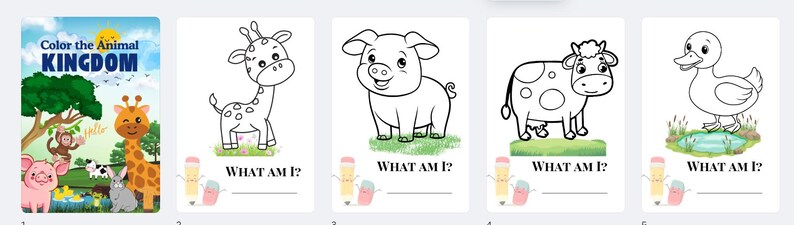 25 Pages Wild Animal Kingdom Coloring - Etsy